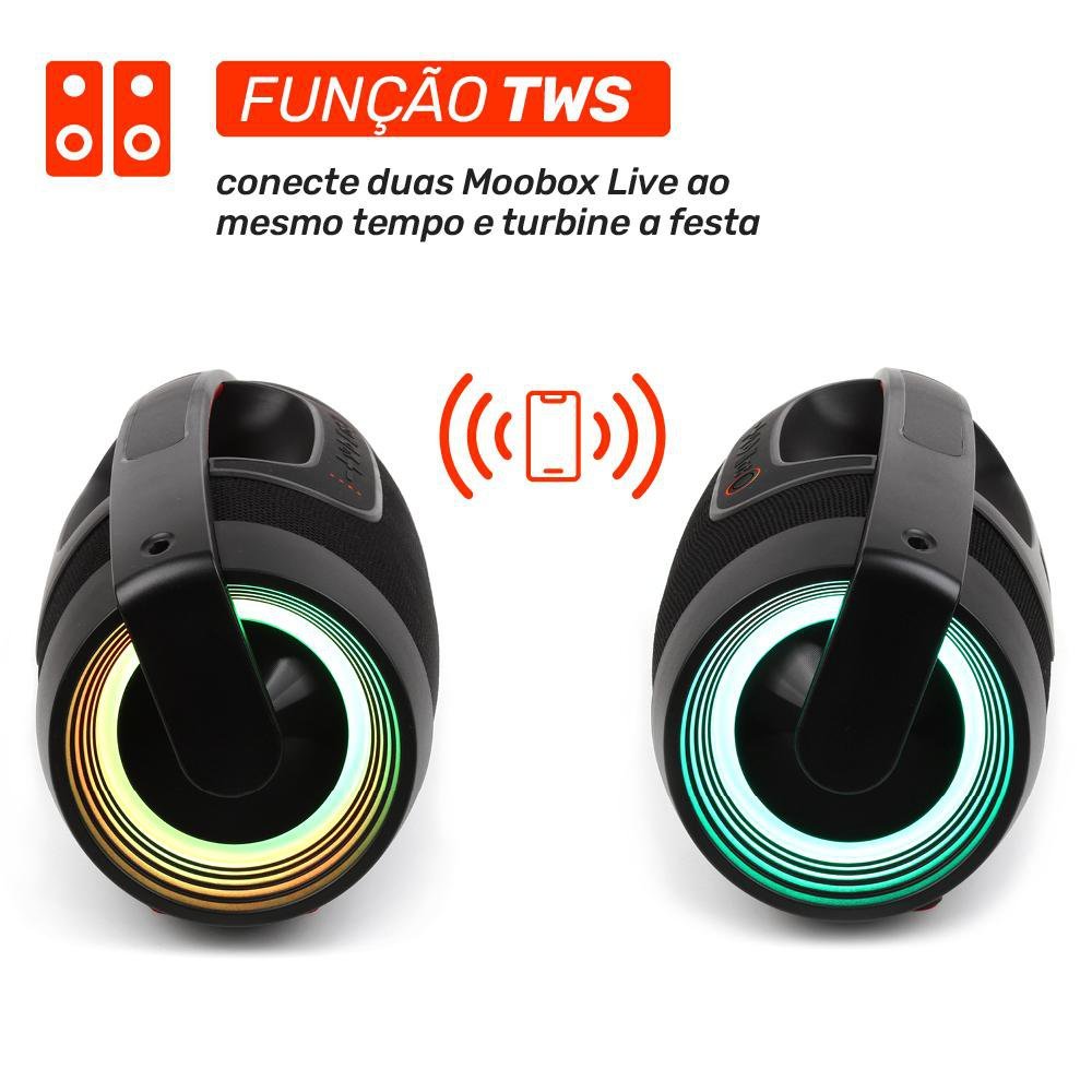 Caixa de Som Bluetooth Moobox Live Portátil Resistente À Água E Com ...