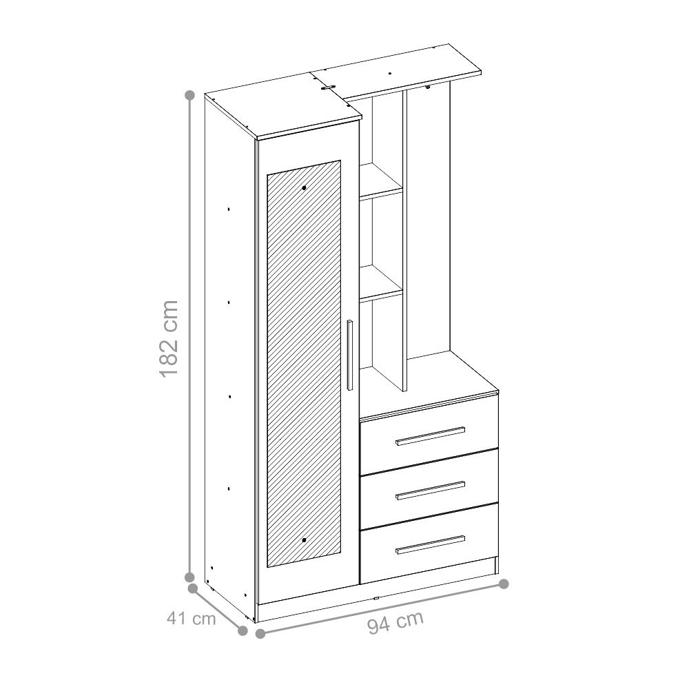 Guarda Roupa com Espelho Perry Branco | MadeiraMadeira