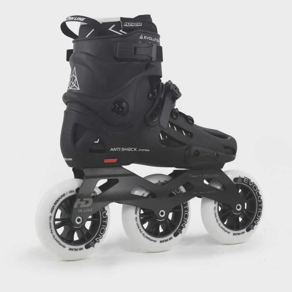 PATINS HD INLINE SERIE EVOLUTION II 3 RODAS 110MM - PRETO 40 EUR (38 BR ...