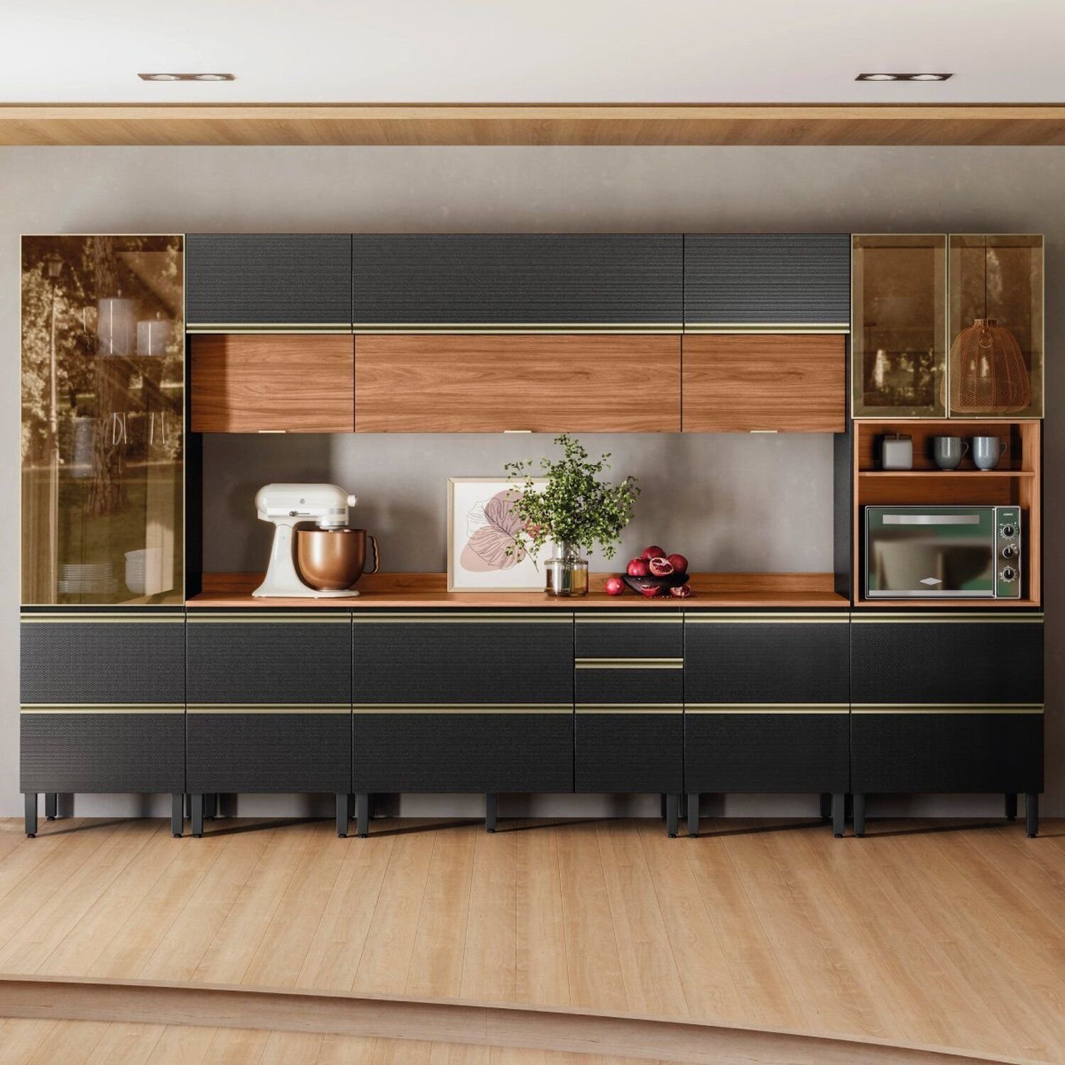 Cozinha Proença 370cm X 218,5xm Aéreo Mdf Pnl e Crt 8 Peças ...