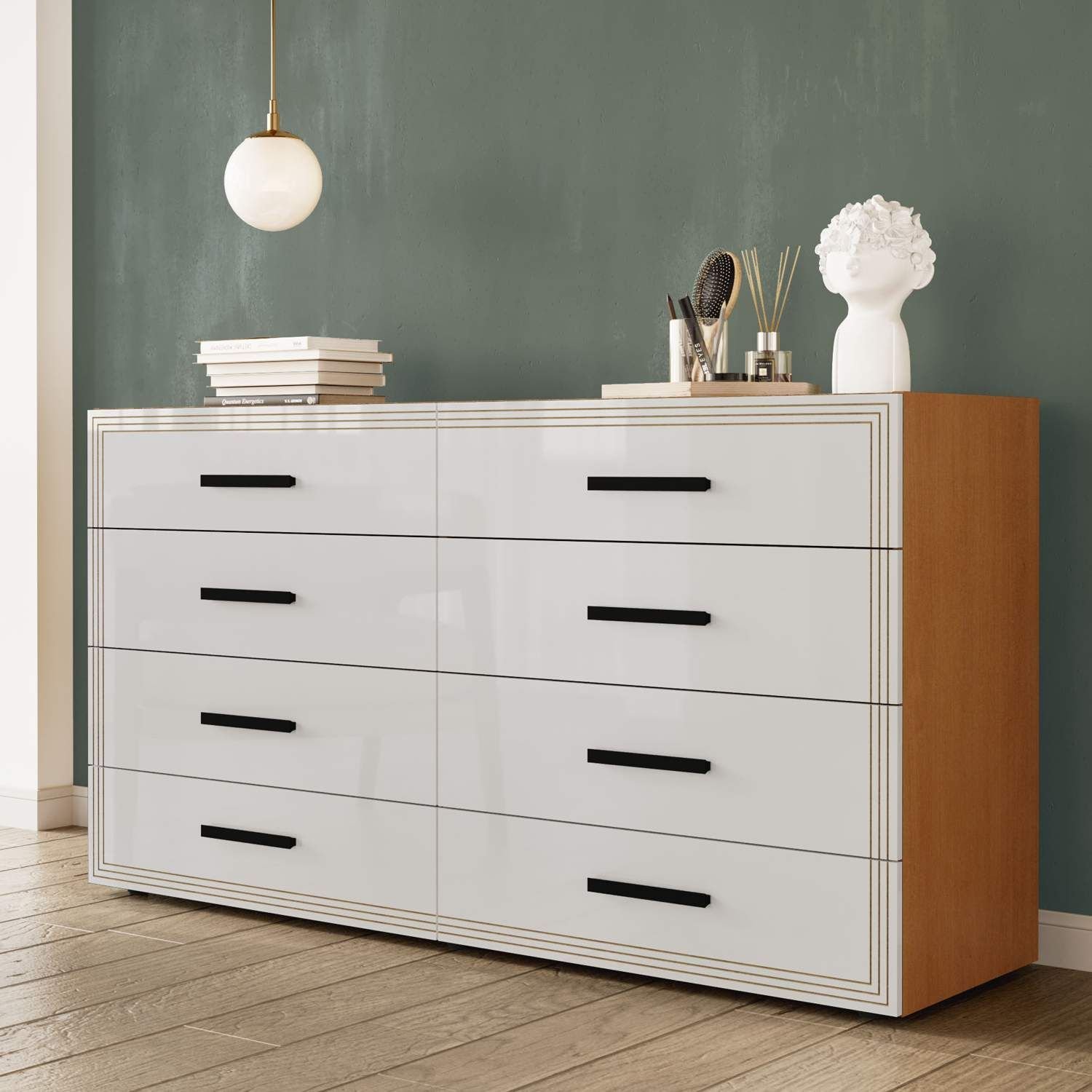 Cômoda Organizadora 150cm com 8 Gavetas 240829 Linha Valência Politorno ...