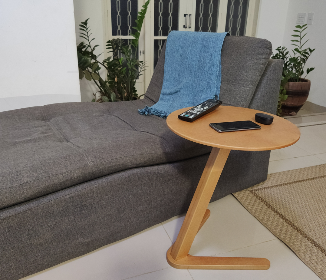 Mesa de Apoio e encaixe Redonda Premium Cedro | MadeiraMadeira