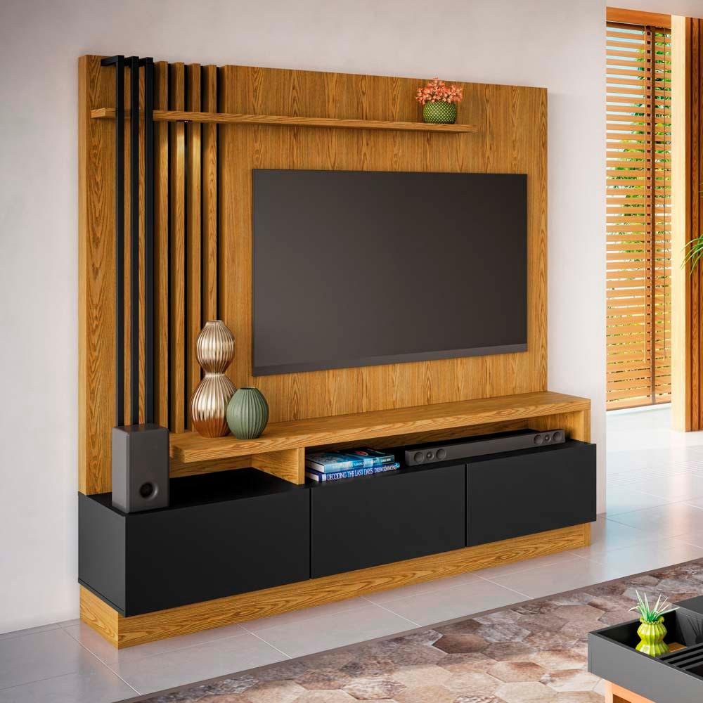 Estante Home Theater Audaz para TV até 65 Polegadas com Detalhe Ripado ...