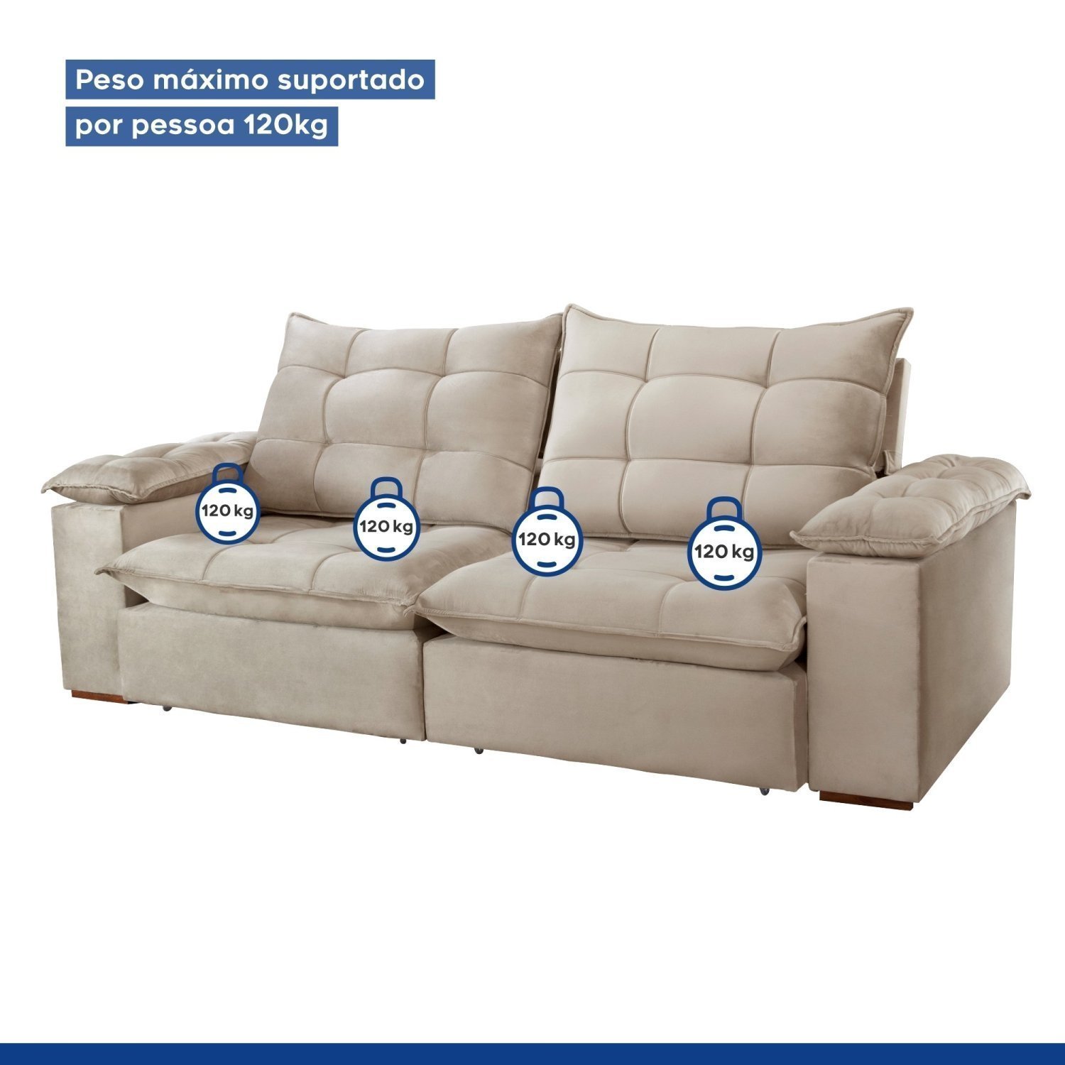 Sofá 4 Lugares Retrátil e Reclinável 250cm Espanha Celflex | MadeiraMadeira