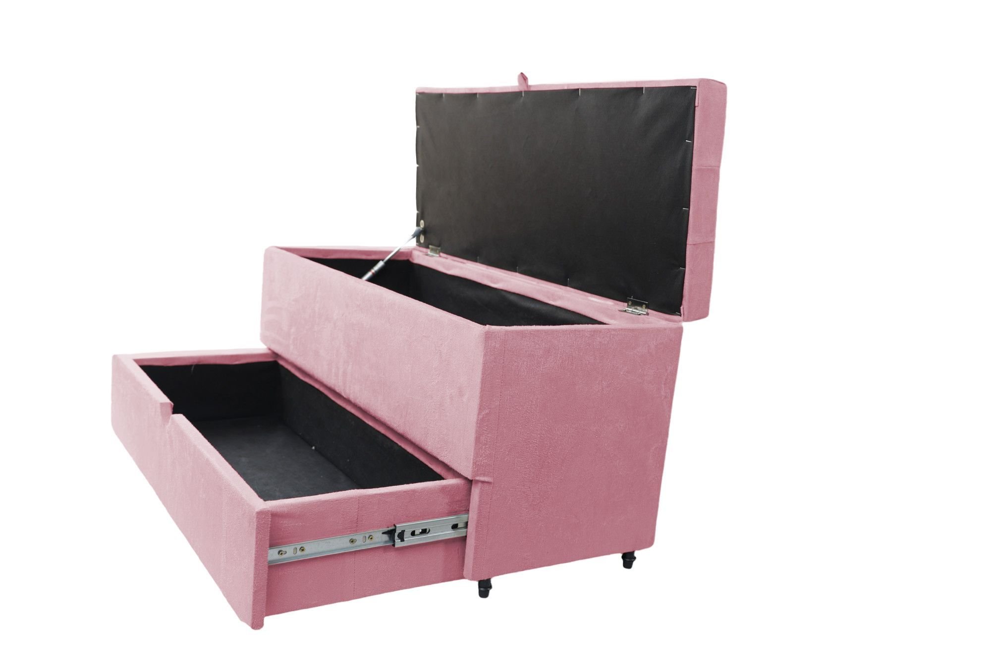 Recamier Puff Baú Sapateira e Gaveta 90 Cm para Cama de Solteiro - Rosa ...