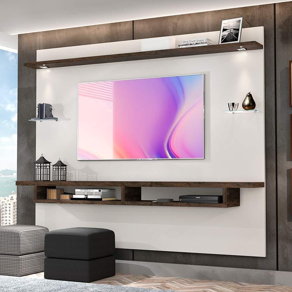 Painel Para TV 75 Polegadas Victoria Off White Nogal Carmolar ...