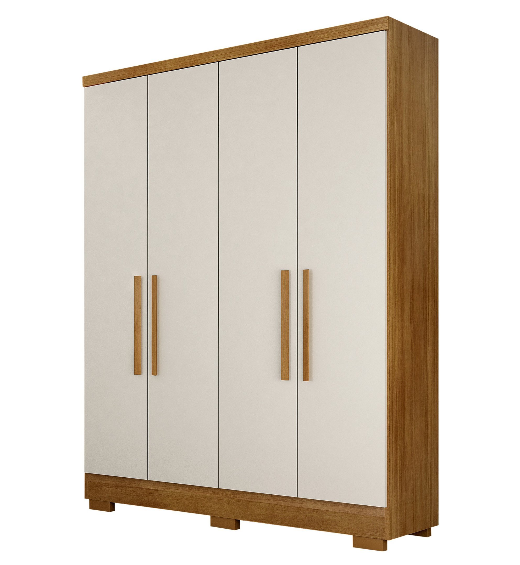 Guarda-Roupa Solteiro com Pés 4 Portas 2 Gavetas - Milly - Cumaru/Fendi ...