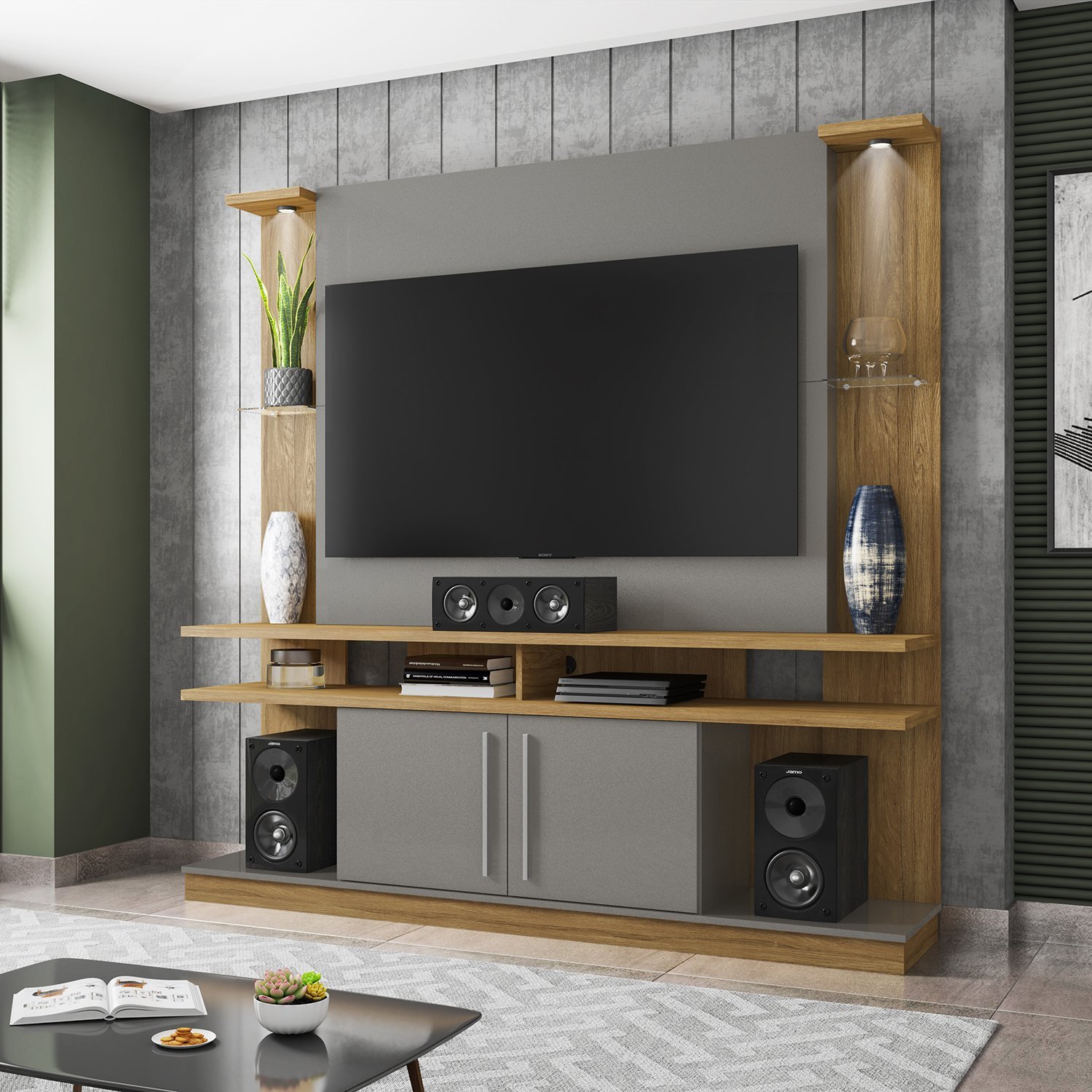 Estante Home York para TV até 55 Polegadas com LED e Prateleiras de ...