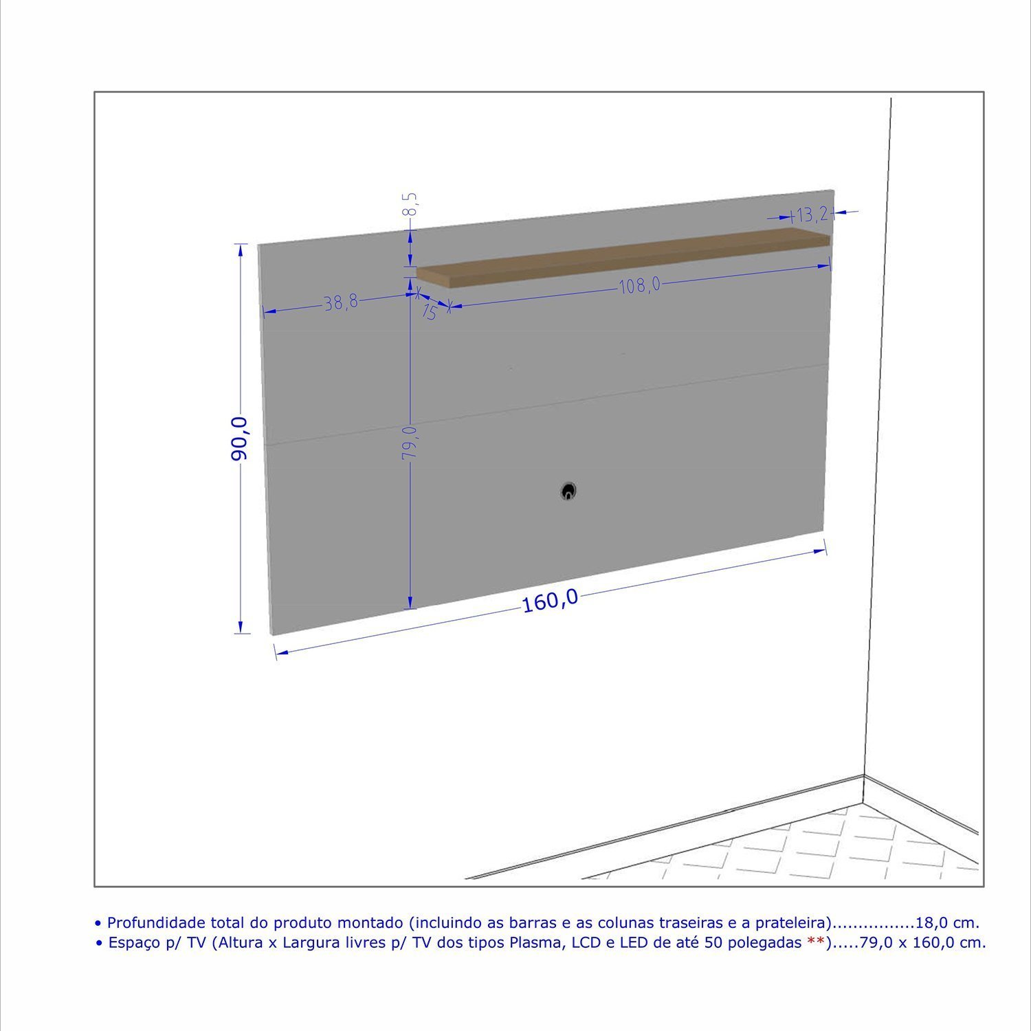 Painel para TV até 50 Polegadas Móveis Bechara | MadeiraMadeira