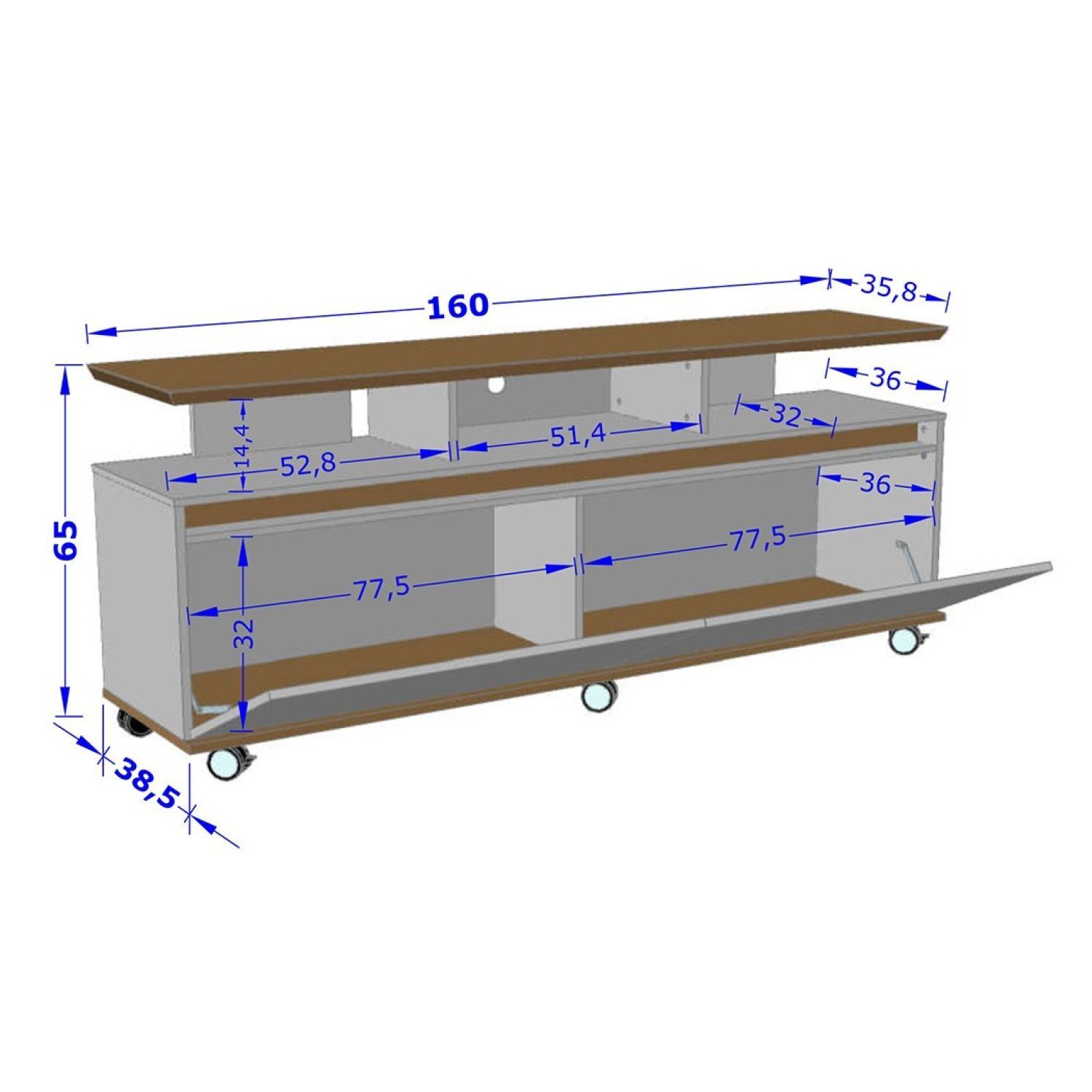 Rack para TVs até 60 Polegadas 2 Portas 3 Nichos Texas Móveis Bechara ...