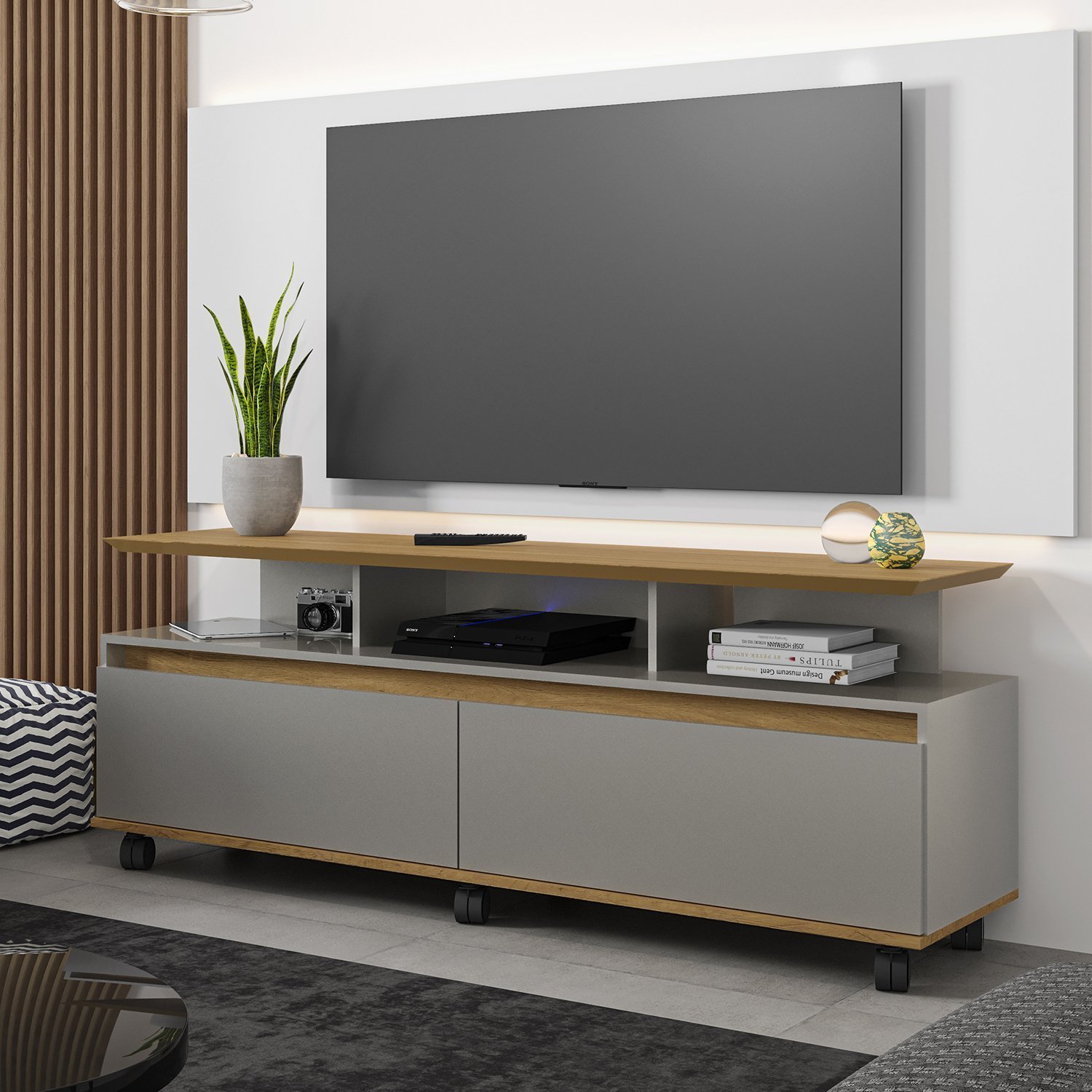 Rack para TVs até 60 Polegadas 2 Portas 3 Nichos Texas Móveis Bechara ...