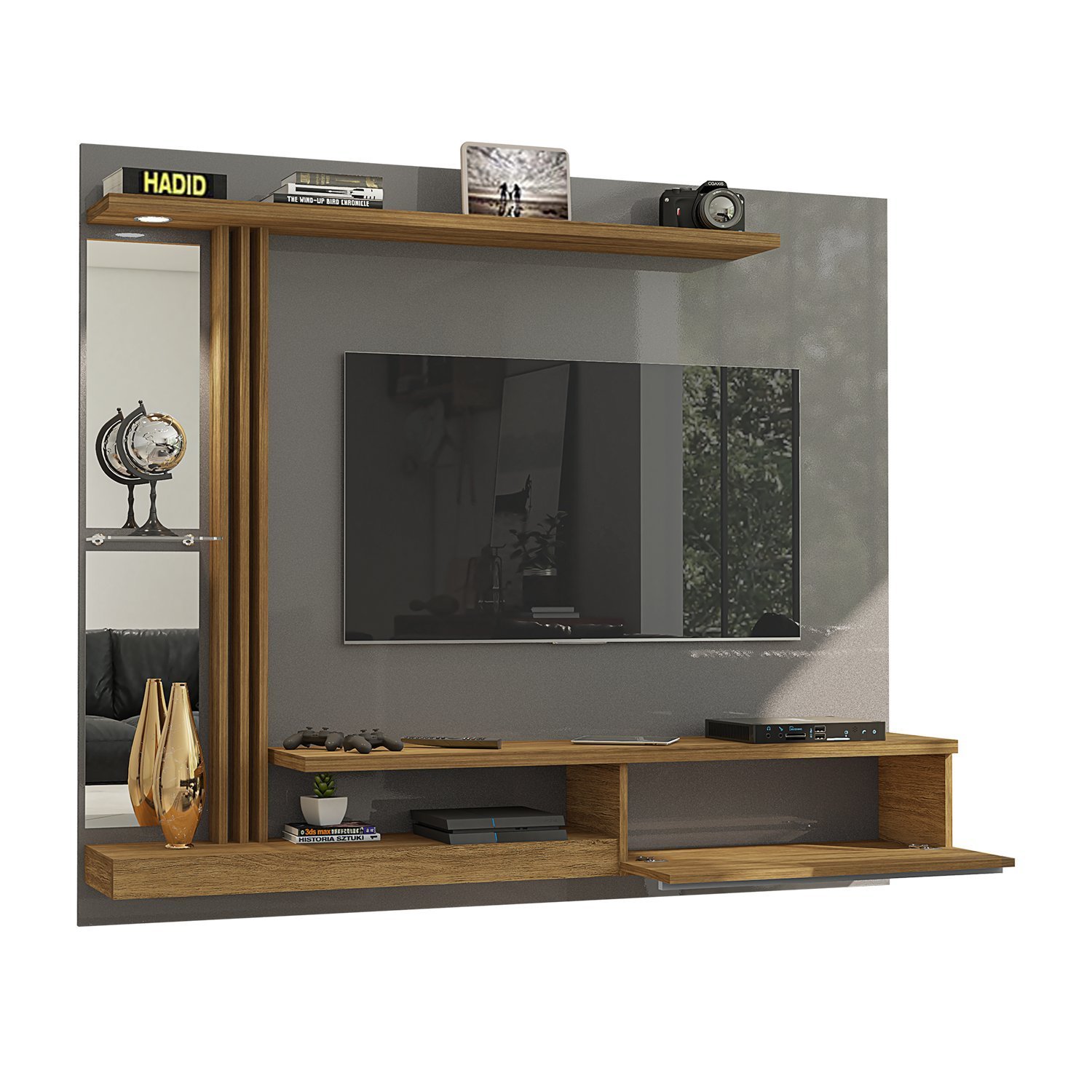 Painel para TV até 55 Polegadas LED 1 Prateleira Denver | MadeiraMadeira