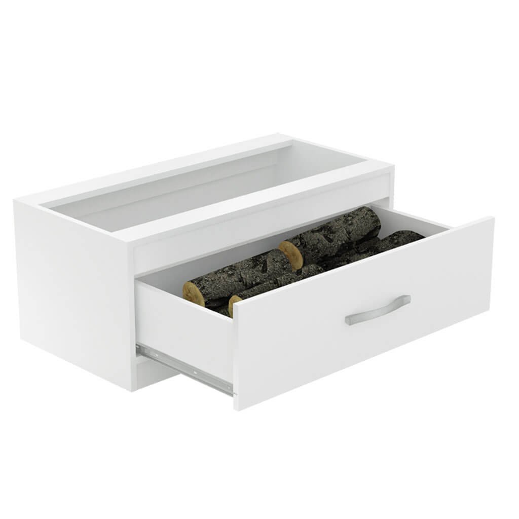 Caixa de Lenha Compacta Embutida Branco Lilies Móveis | MadeiraMadeira