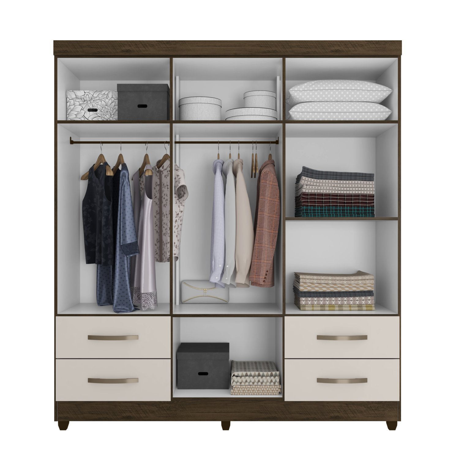 Guarda Roupa Roupeiro de Casal Honduras 6 Portas 4 Gavetas | MadeiraMadeira