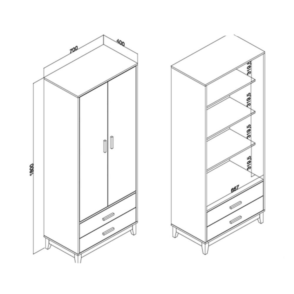 Cristaleira Legno com 2 Gavetas - Branco | MadeiraMadeira