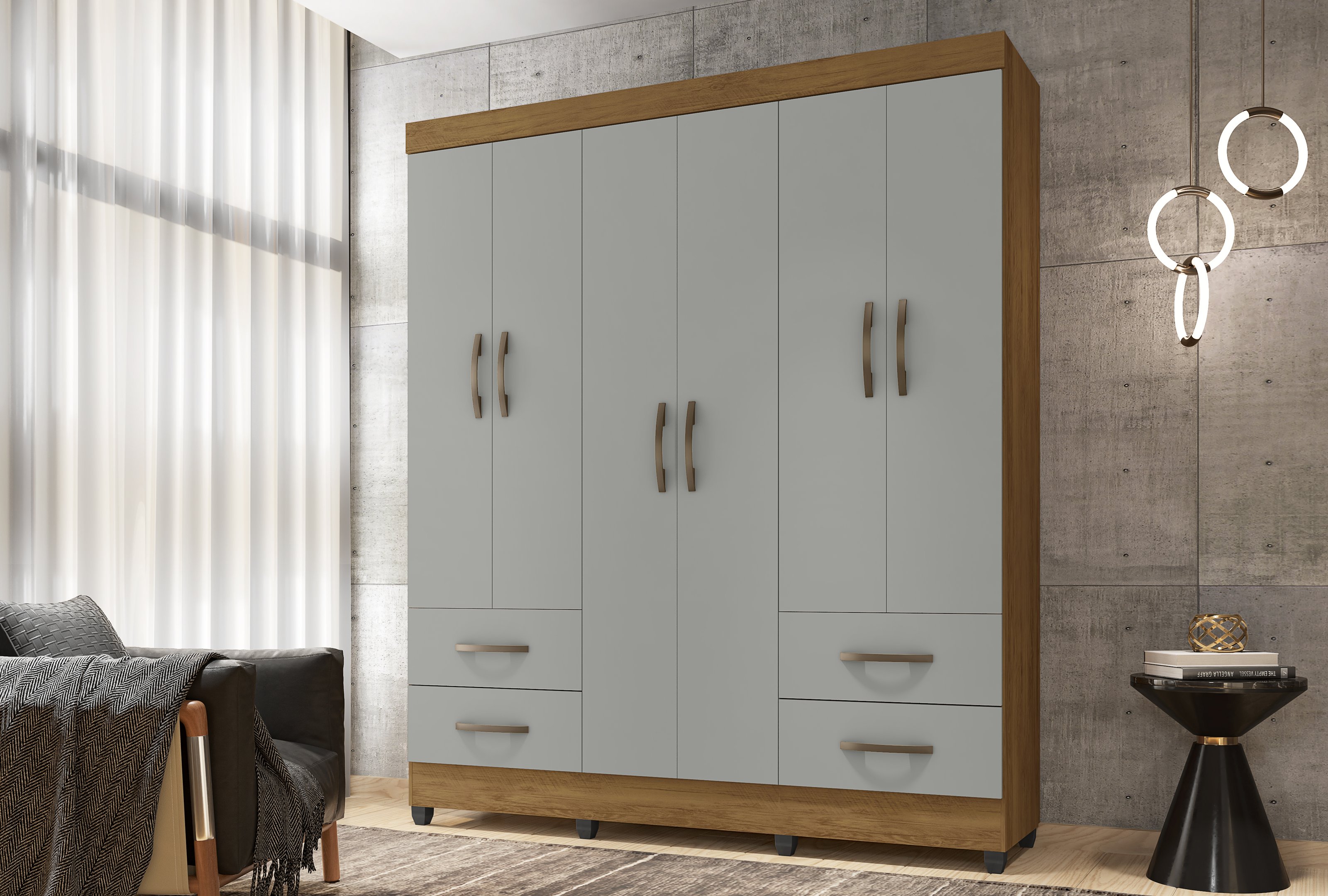 Guarda Roupa 6 Portas 4 Gavetas Honduras Espresso Móveis | MadeiraMadeira