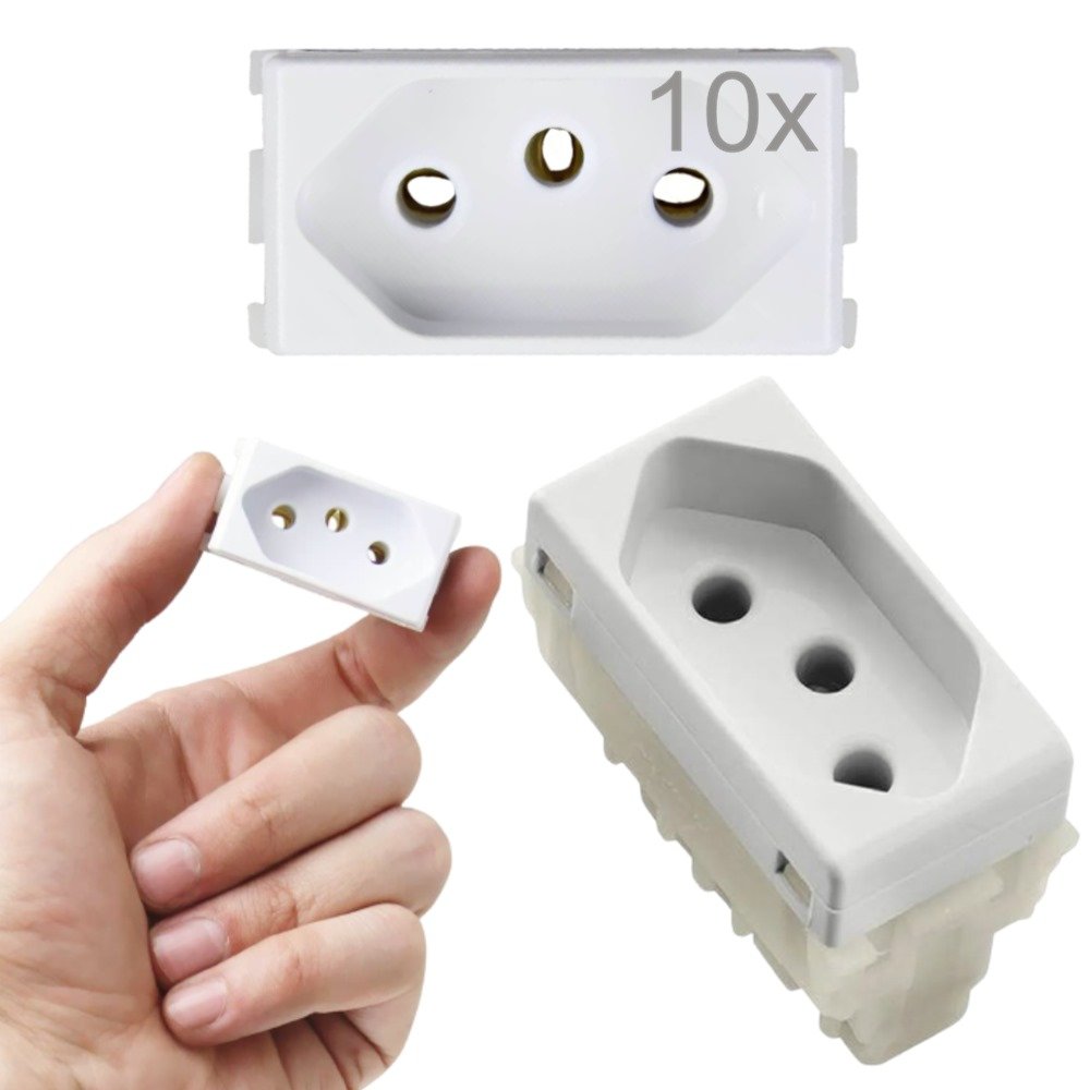 Kit 10 Módulo Tomada 2P+T 10A 250V Liz Lux² Giz Tablet Lizflex Tramontina | MadeiraMadeira