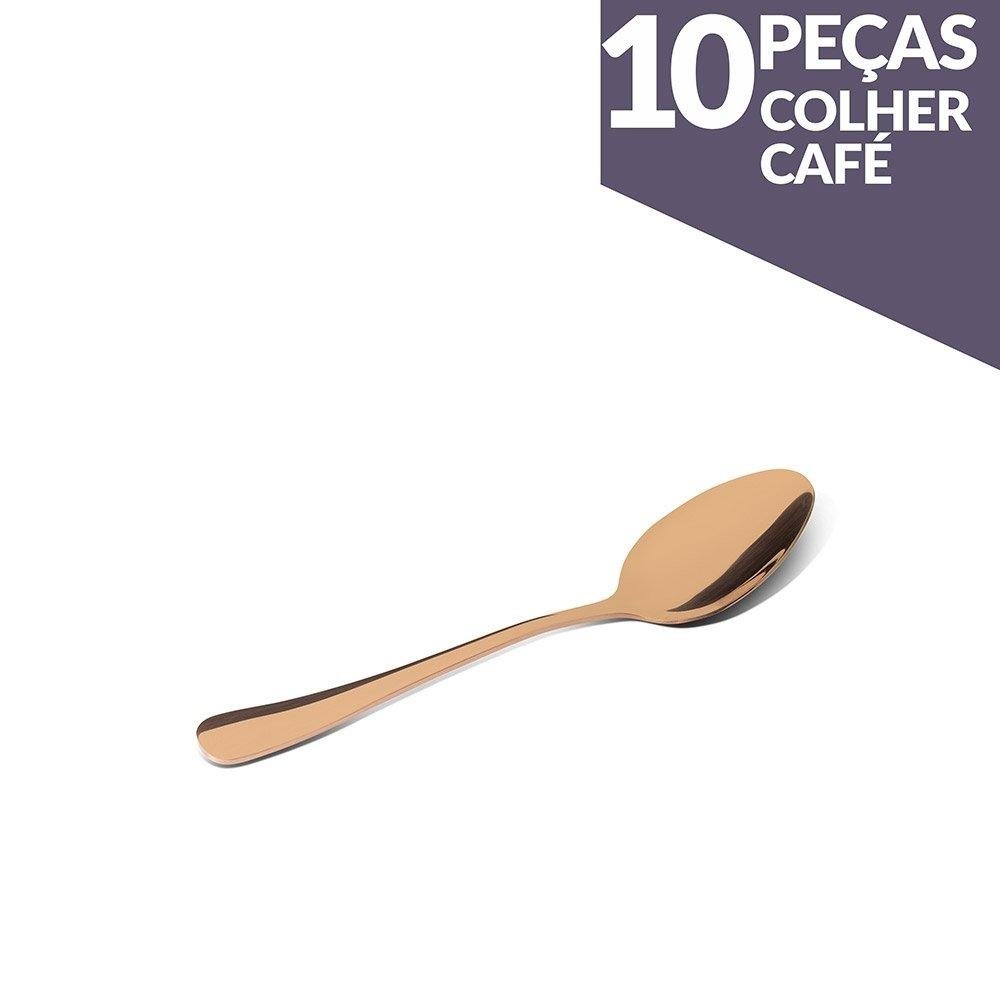 Jogo de Colher Café Aço Inox Cobre 10 Peças Gourmet Mix | MadeiraMadeira