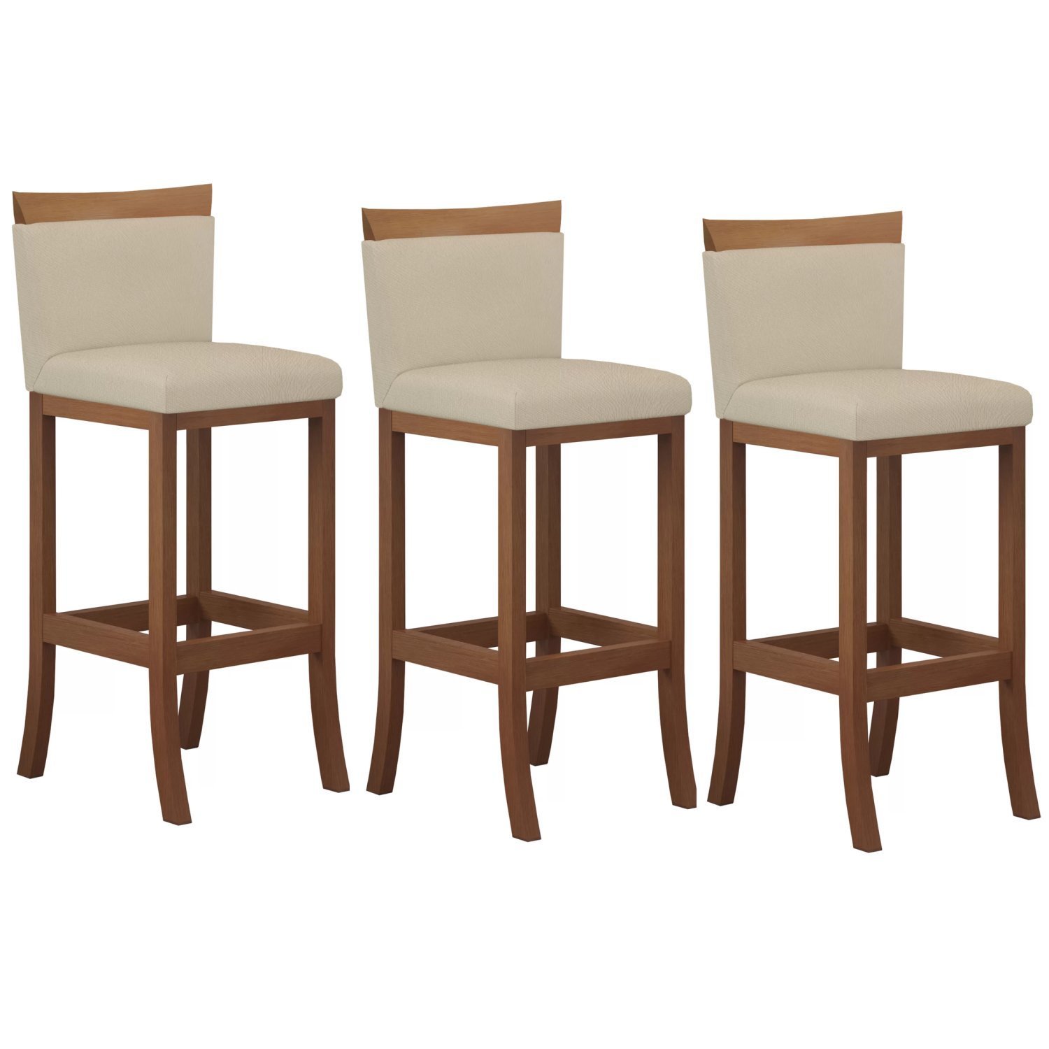 Conjunto 3 Banquetas Alta em Madeira Maciça Paris CCS Interiores ...