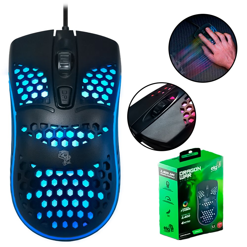 Mouse gamer dragon war light 2400dpi 7 cores 70 | MadeiraMadeira