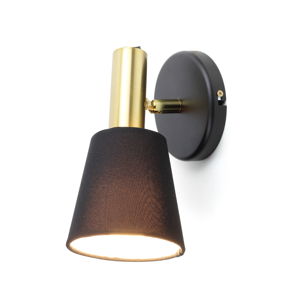 Arandela Torcia Preto e Dourado Lixado Com Cúpula Preta Spotline ...