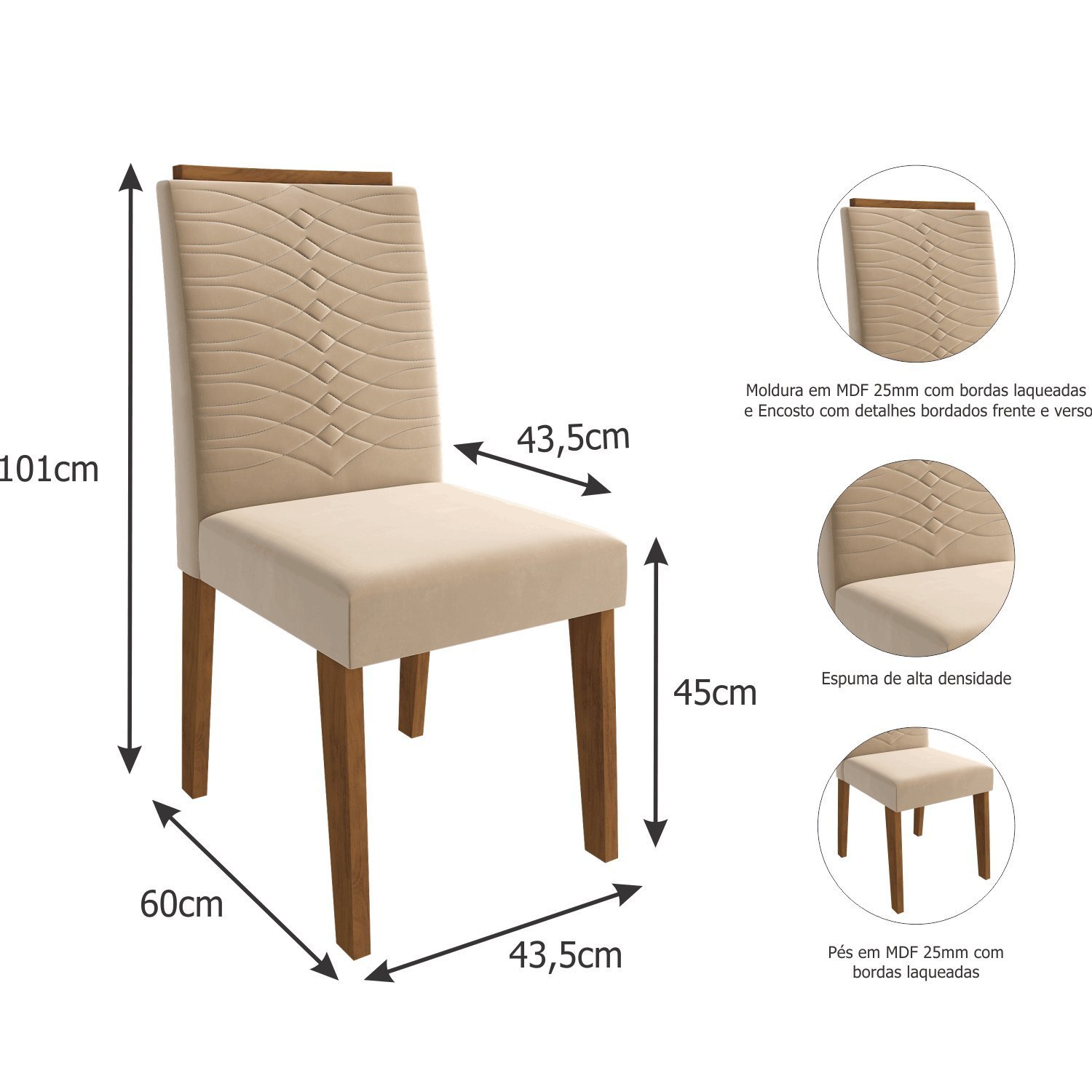 Conjunto para Sala de Jantar Mesa 180cm Clara 6 Cadeiras Clarice Cimol ...