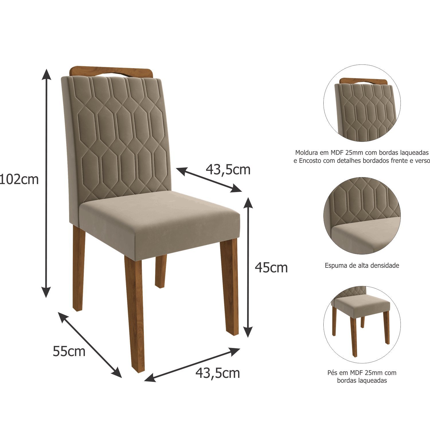 Conjunto para Sala de Jantar Mesa 180cm Selena 6 Cadeiras Paola Cimol | MadeiraMadeira
