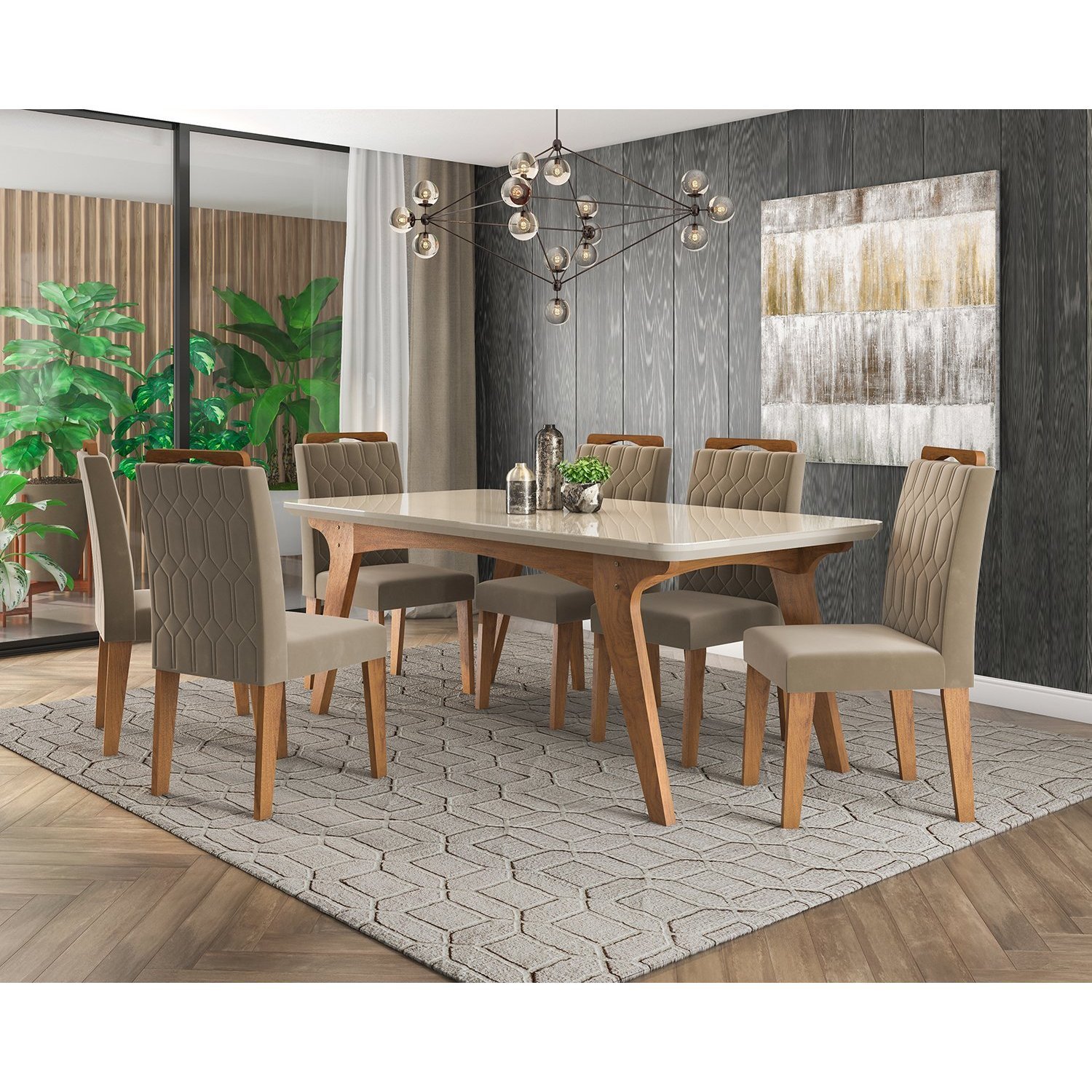 Conjunto para Sala de Jantar Mesa 180cm Selena 6 Cadeiras Paola Cimol | MadeiraMadeira