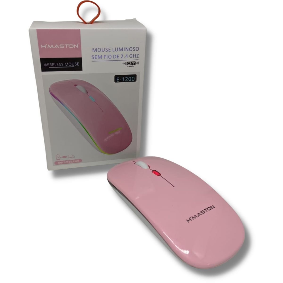 Mouse Sem Fio Recarregável Rosa Pink - Wireless Led Hmaston ...