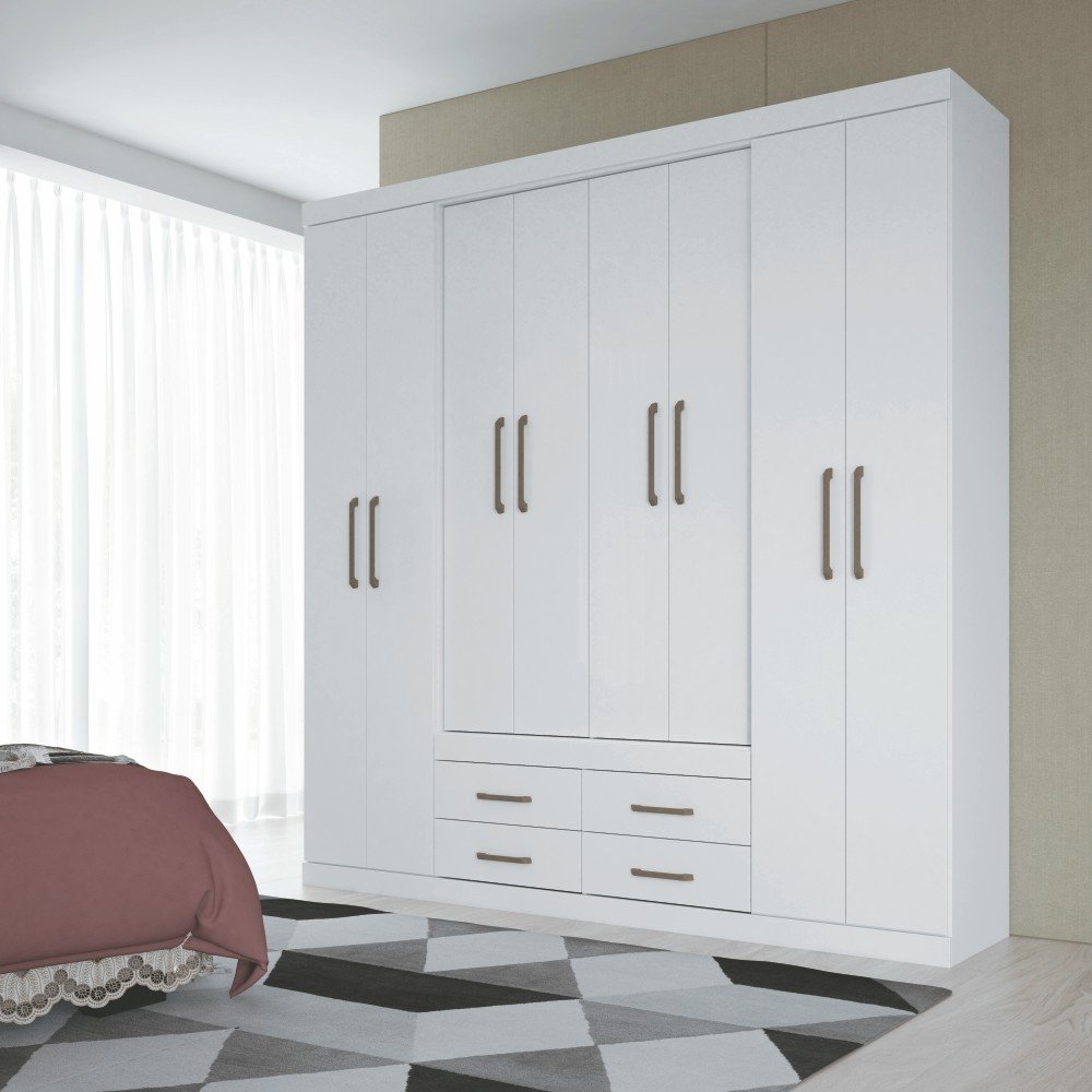 Guarda-Roupa 8 Portas Aloy Branco | MadeiraMadeira