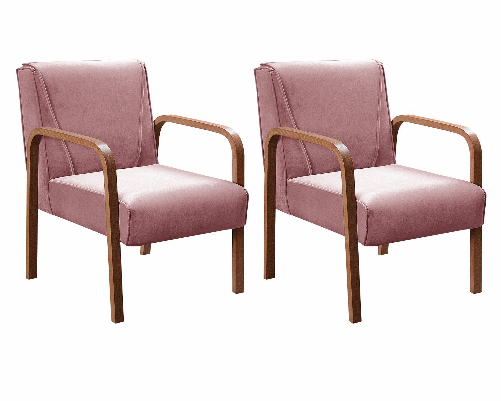 Kit Namoradeira Anita + 2 Poltronas Braço Madeira Decoração Recepção ...