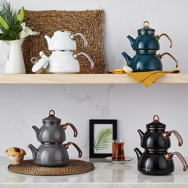 Chaleira&Bule Esmalte Turca Mini Mentol Premium - QPME45 | MadeiraMadeira