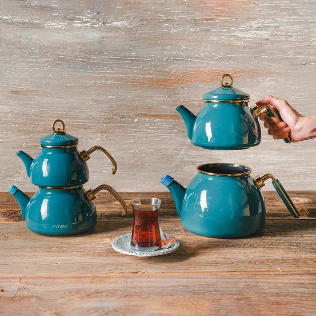 Chaleira&Bule Esmalte Turca Mini Mentol Premium - QPME45 | MadeiraMadeira