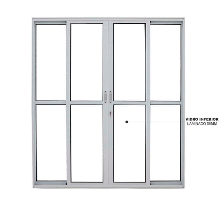 Porta de Correr Sacada em Alumínio 4 Folhas Branco - 210x200 ...