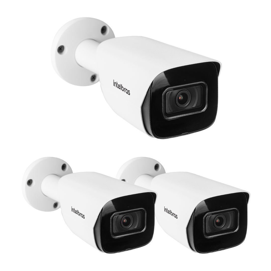 Kit 3 Câmeras Ip 2 Megapixels 40m Inteligência Artificial Vip 3240 Ia ...