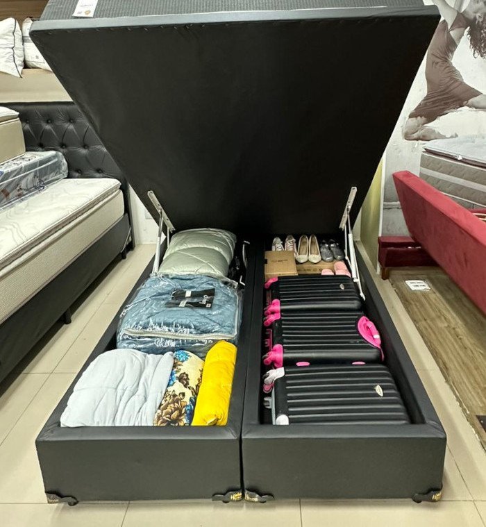 Cama Box Baú Bipartido Casal 1,38 x 1,88 x 0,40 Diversas Cores Master Box Design PREMIUM Sued ...