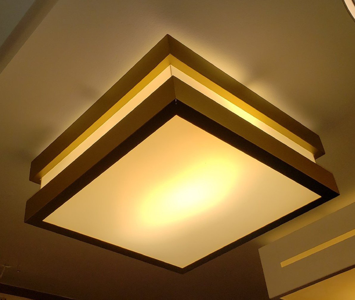Plafon Moderno Modular 35cm Dourado Para Sala Mesa Cozinha Quarto ...