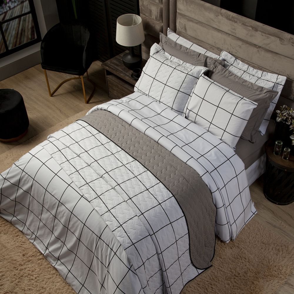 Capa Edredom King Duvet 100% Agodão Percal 200 Fios Tous Les Jours:grid ...