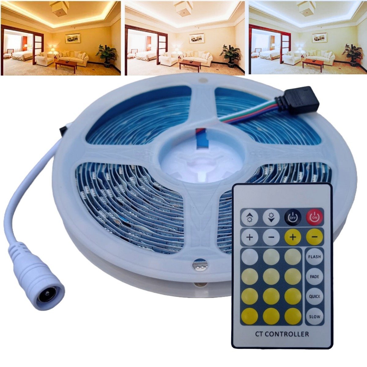 Fita de Led 5025 Dimerizável com 3 Temperaturas Cores de Luz (frio ...