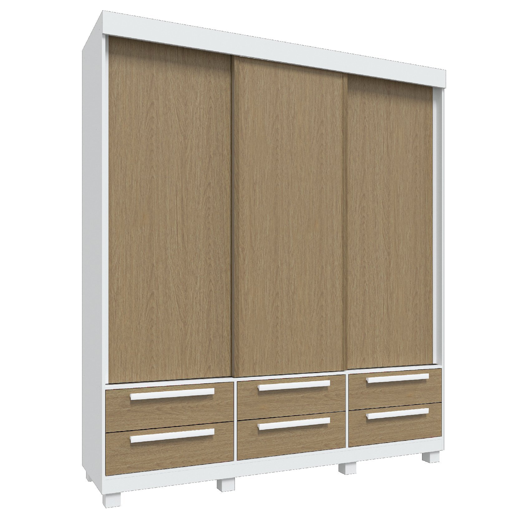 Guarda Roupa Casal Rimo 100% MDF 3 Portas Deslizantes com 6 Gavetas ...