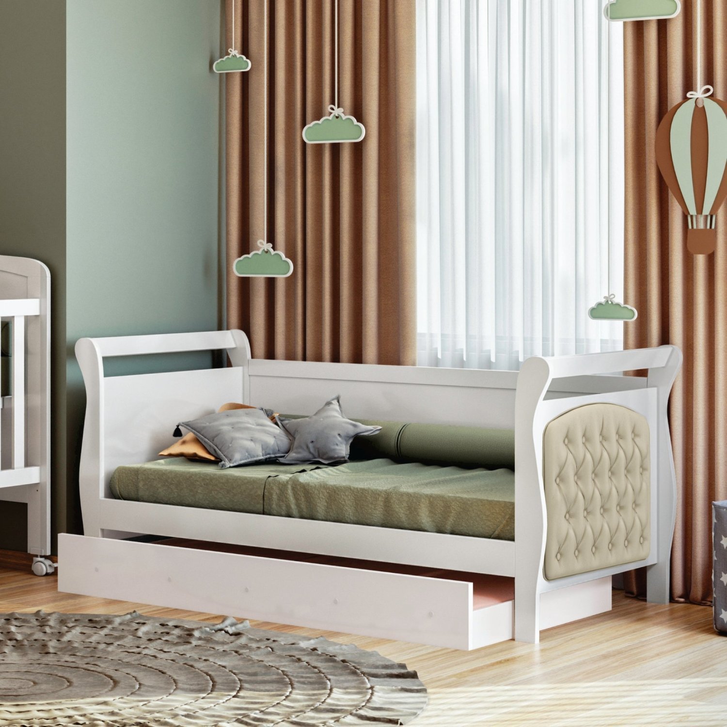 Bicama Infantil com Capitonê Allegra 100% MDF | MadeiraMadeira