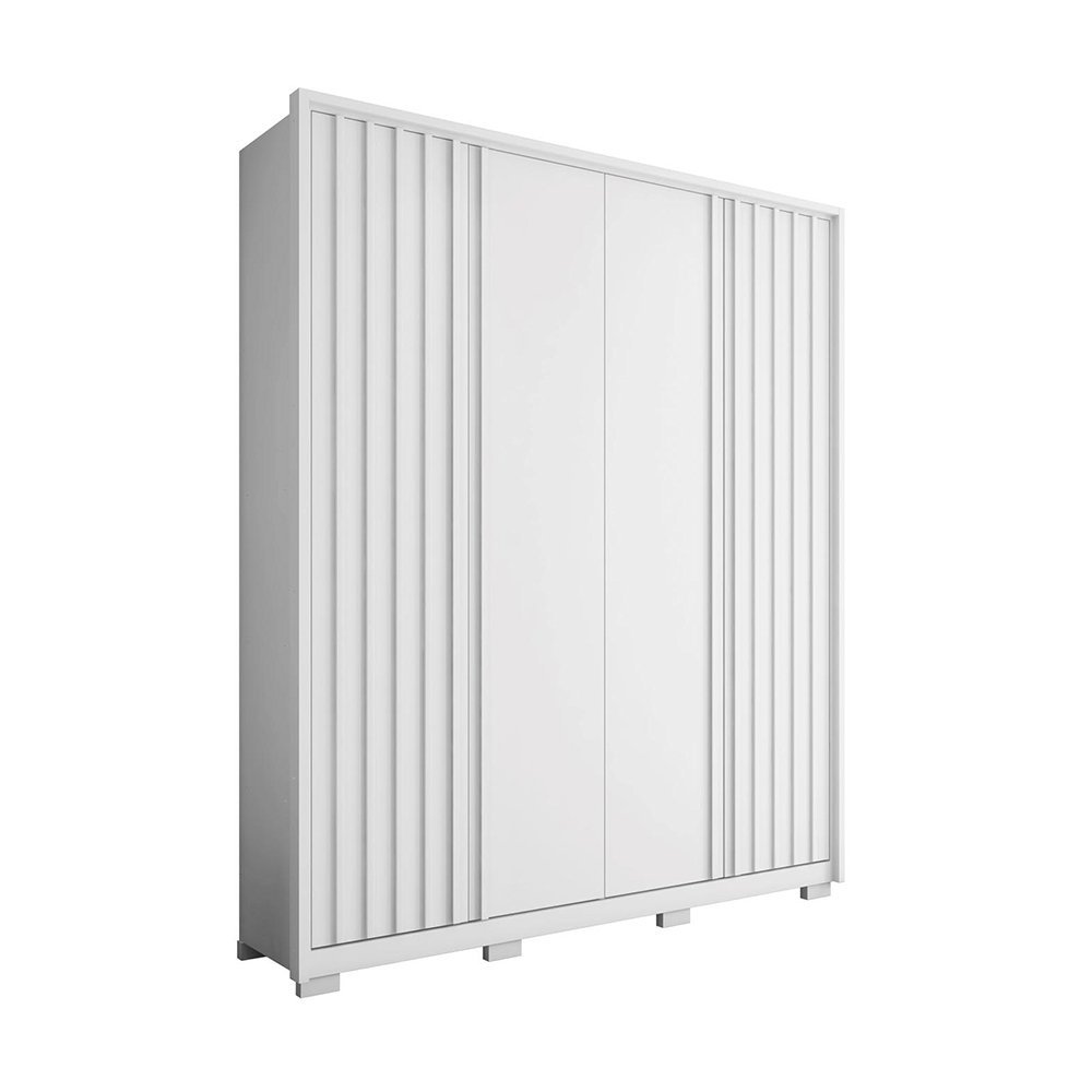 Guarda Roupa 4 Portas Ripado Mêda Branco Fosco | MadeiraMadeira