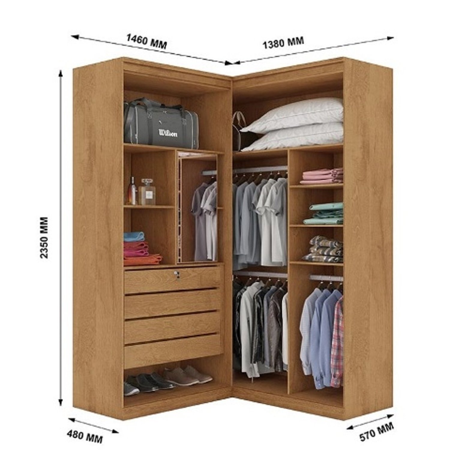 Guarda Roupa Casal de Canto 4 Portas 4 Gavetas Viena Móveis Europa ...