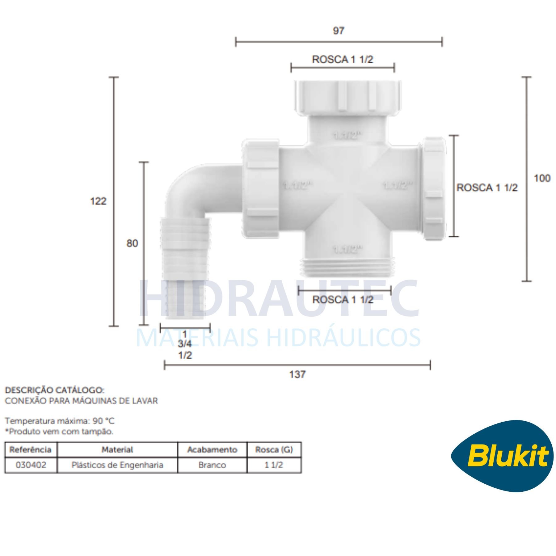 CONEXAO PARA MAQUINA DE LAVAR ROUPA E LAVA-LOUÇA BLUKIT | MadeiraMadeira