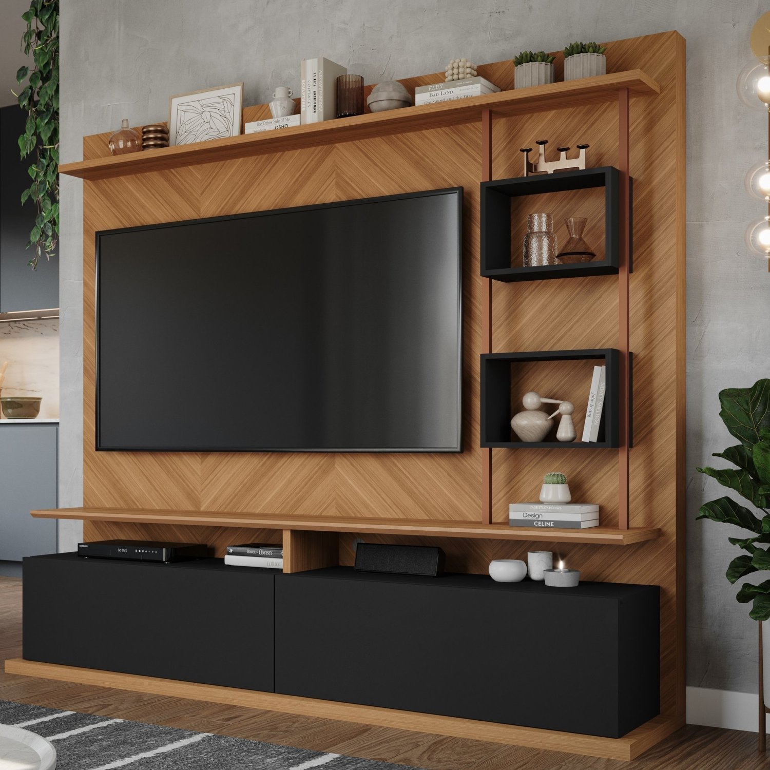 Estante Home para TV até 60 Polegadas com 2 Portas Damasco Espresso ...