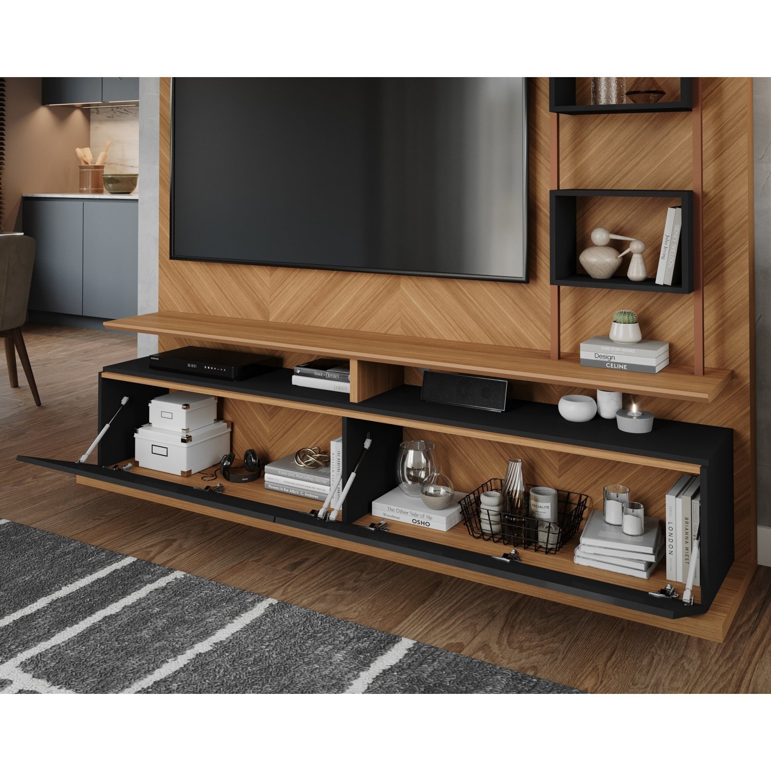 Estante Home para TV até 60 Polegadas com 2 Portas Damasco Espresso ...