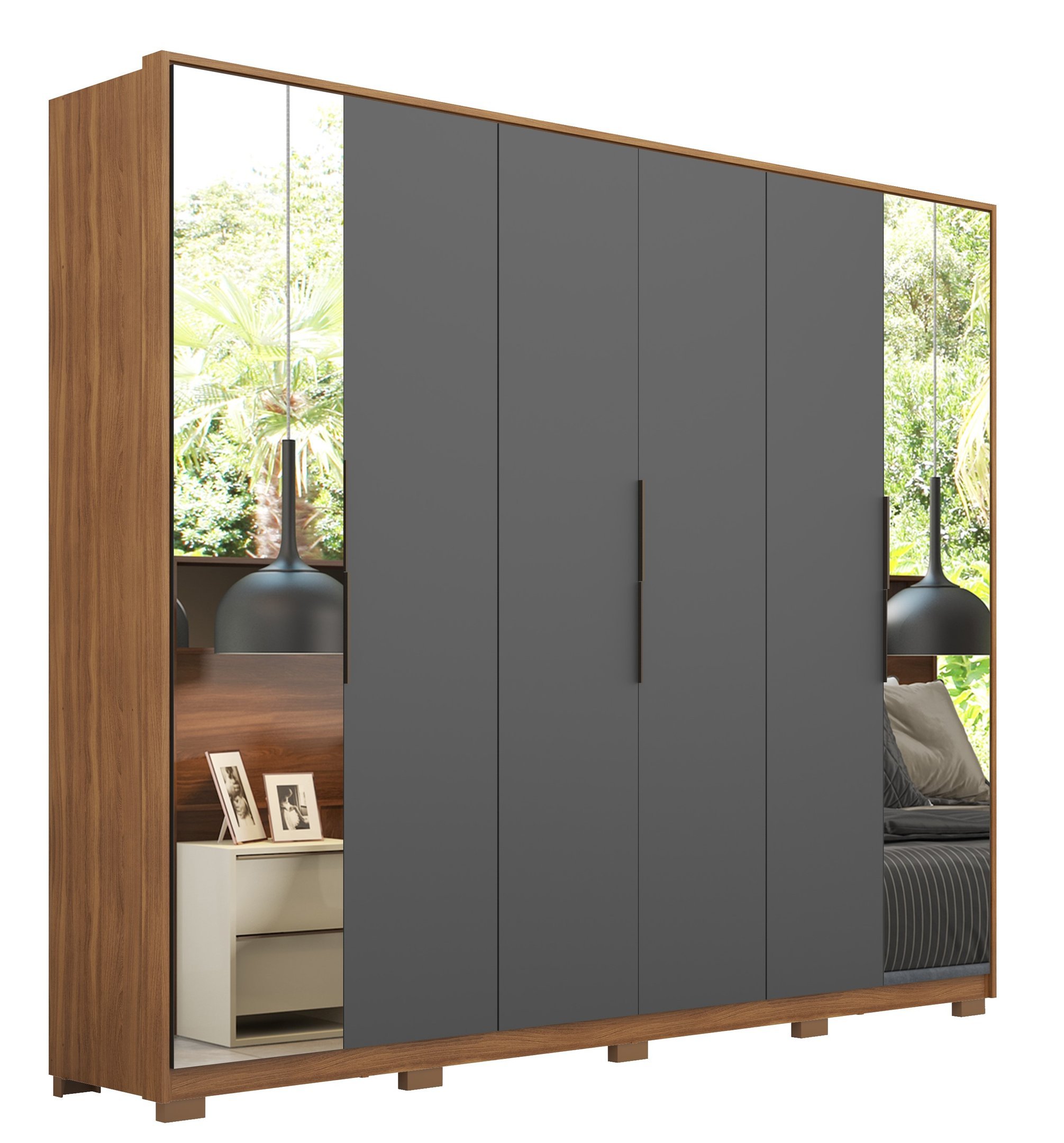 GUARDA ROUPA CASAL ATRICE 6P COM 2P EM ESP COM PÉS GRAFITO | MadeiraMadeira