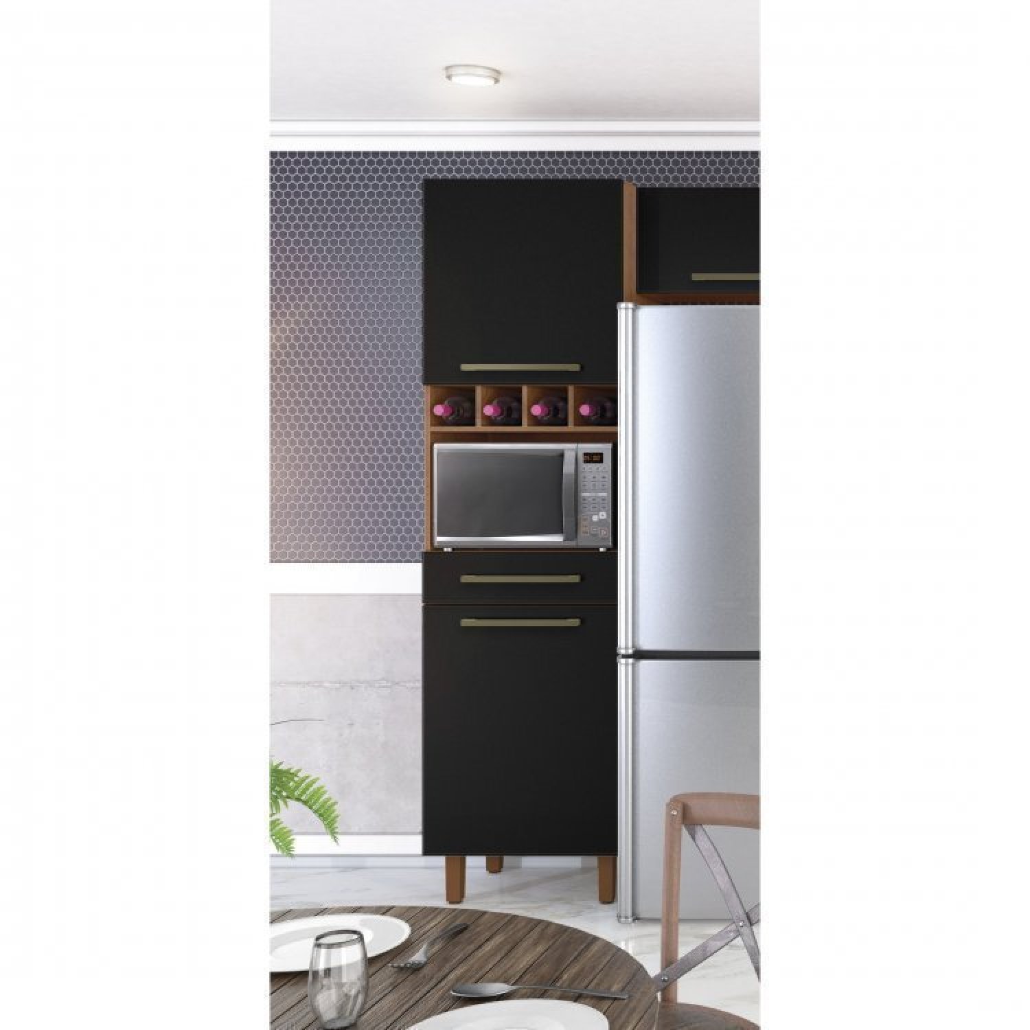 Cozinha Completa 5 Peças com 9 Portas 4 Gavetas Nicho para Forno Adega ...