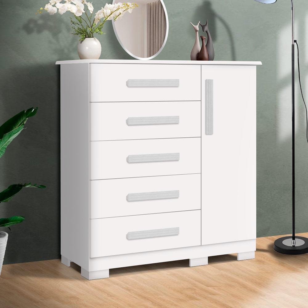 Cômoda Com Espelho Embutido E Sapateira Branca Adele Fênix | MadeiraMadeira