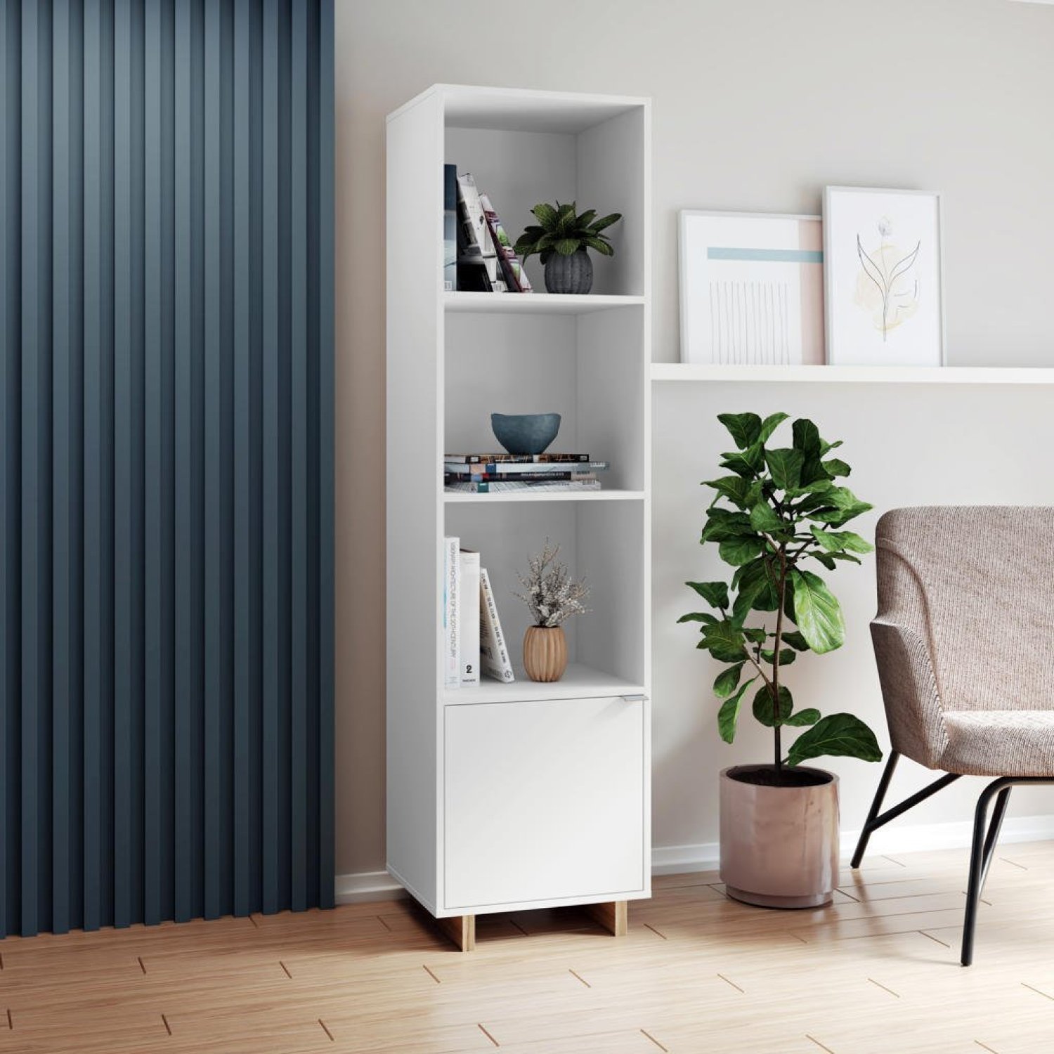 Estante Livreiro 1 Porta 3 Nichos Nomad Appunto | MadeiraMadeira